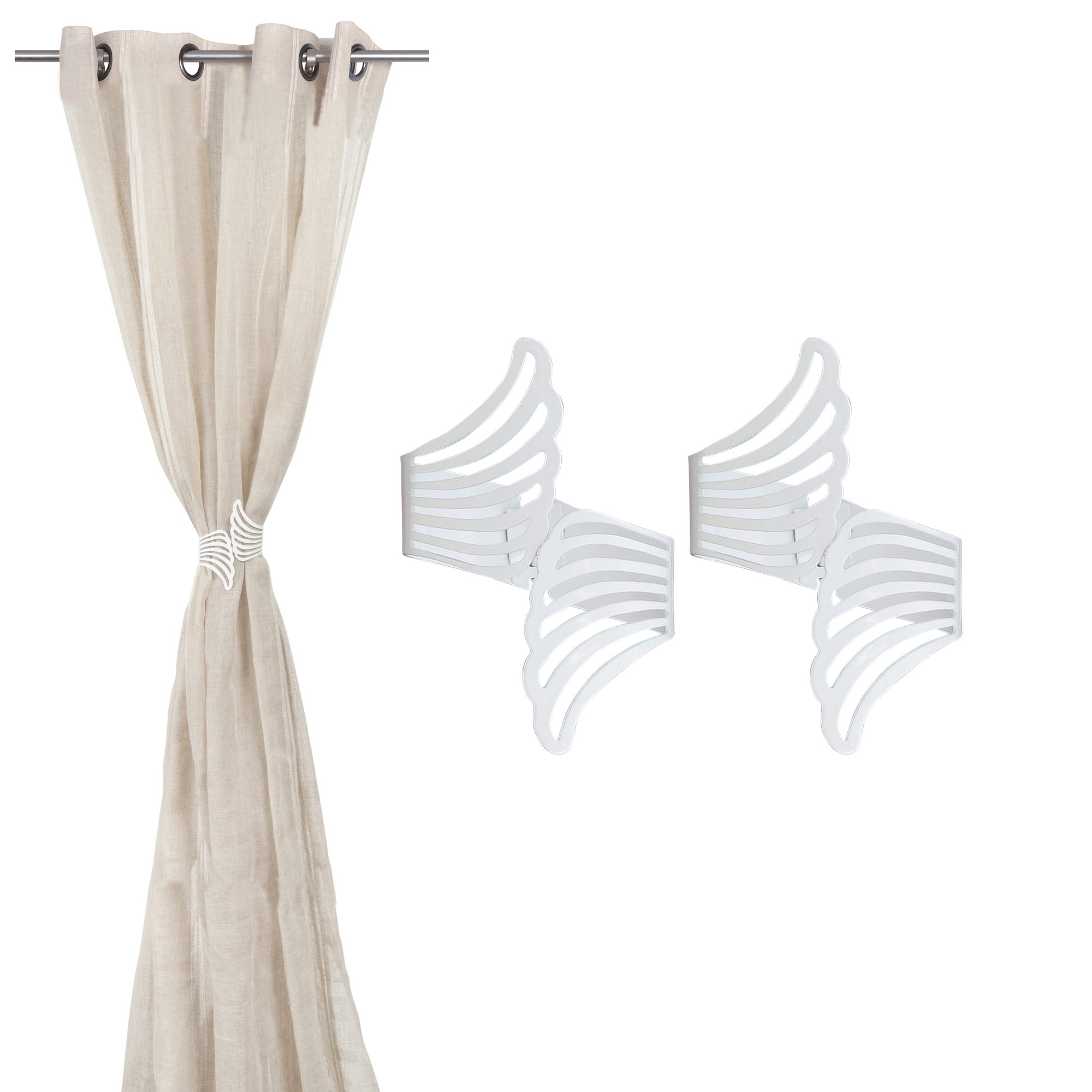 Homdkor Set of 2 Cuff Metal Wings Curtain Tiebacks Angel
