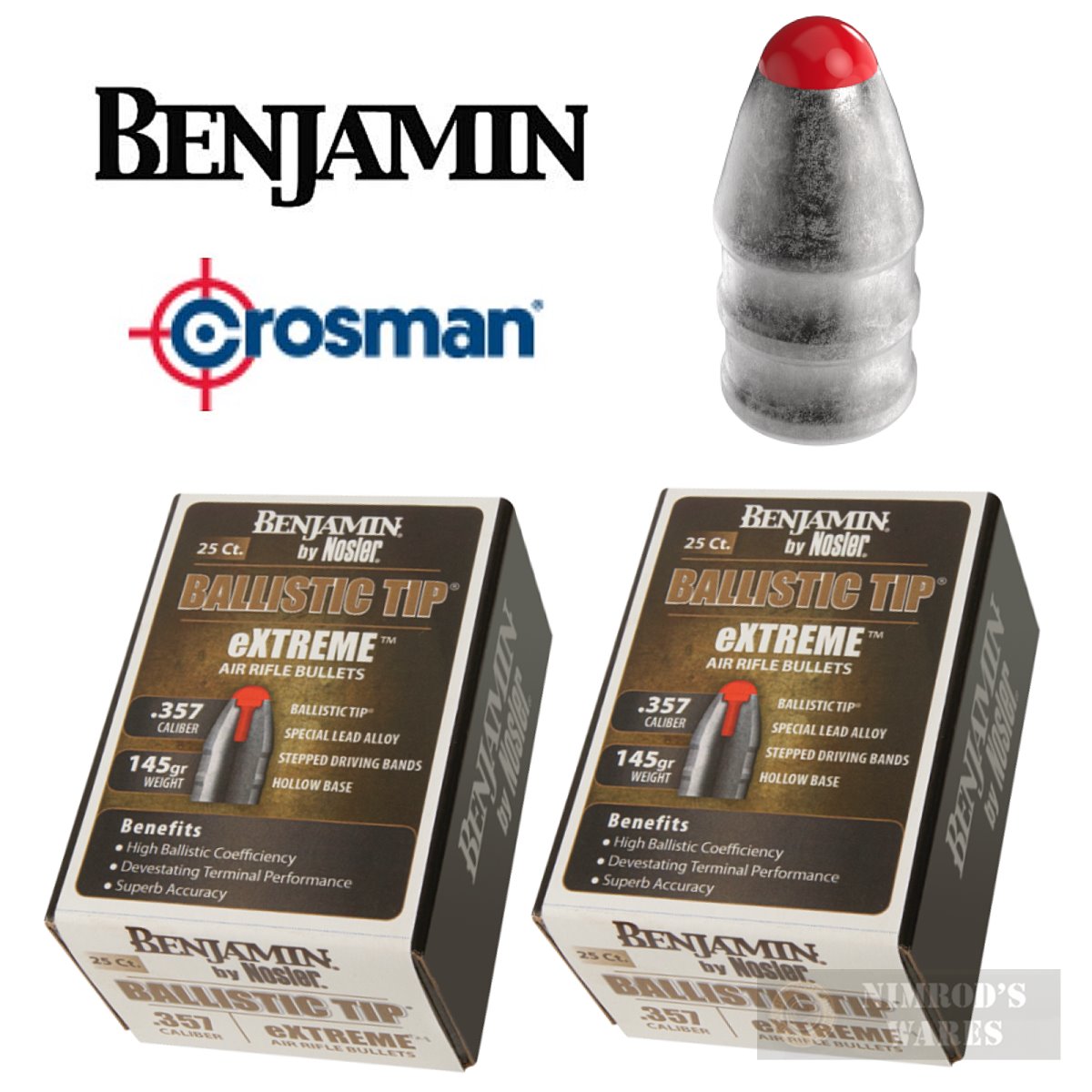 Crosman Benjamin eXTREME PELLETS .357 145-grain AIR RIFLE 50-ct BPN357 ...