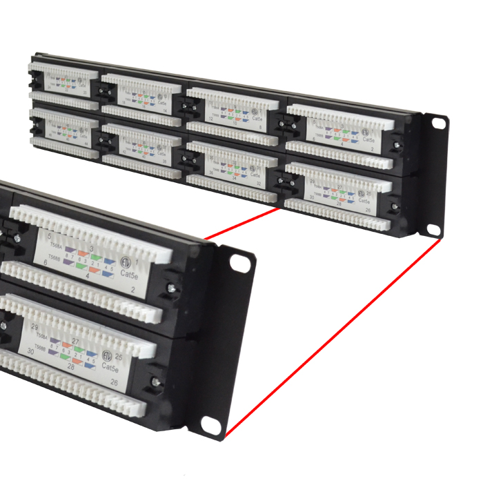 Cat5e UTP 48 Port Network LAN Patch Panel 2U 110 with cable management ...