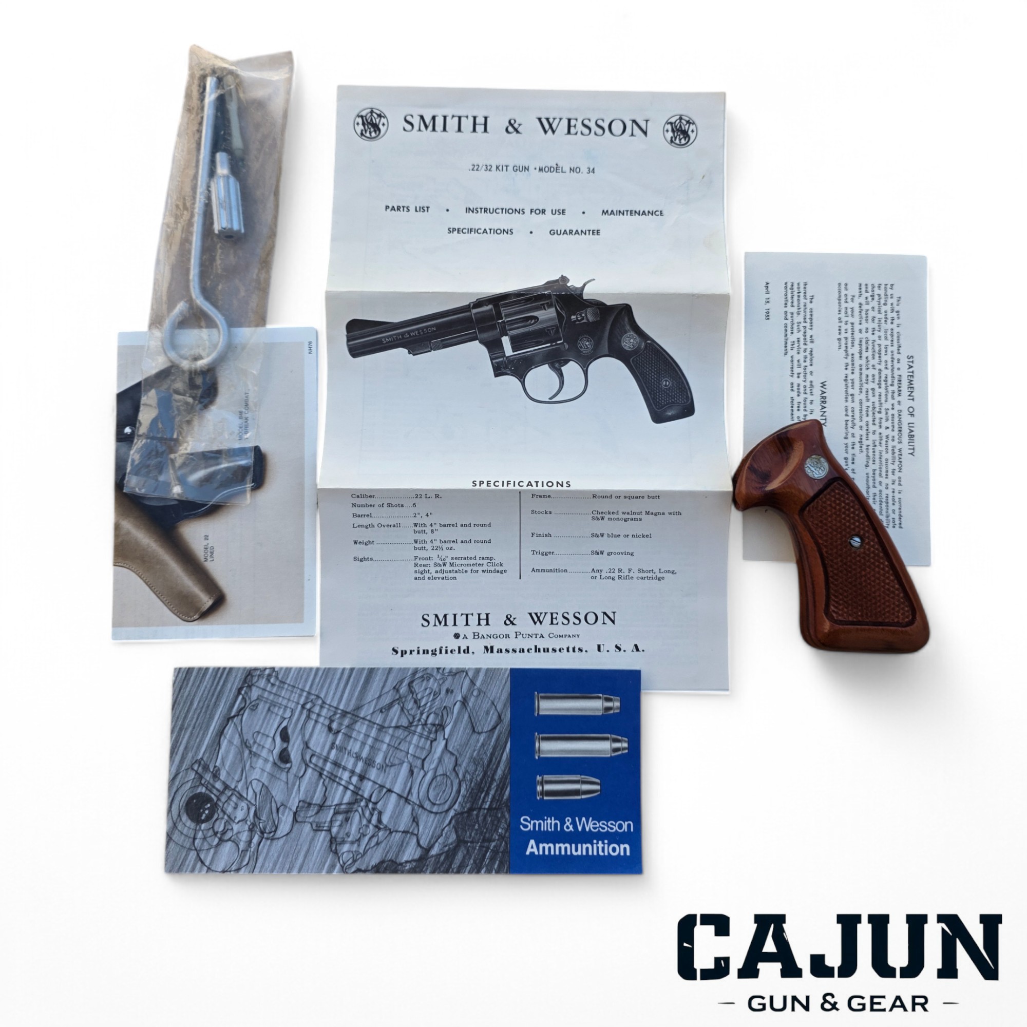 Smith & Wesson 34-1 Kit Gun 1968 .22 LR 4" Barrel Blued original box ...