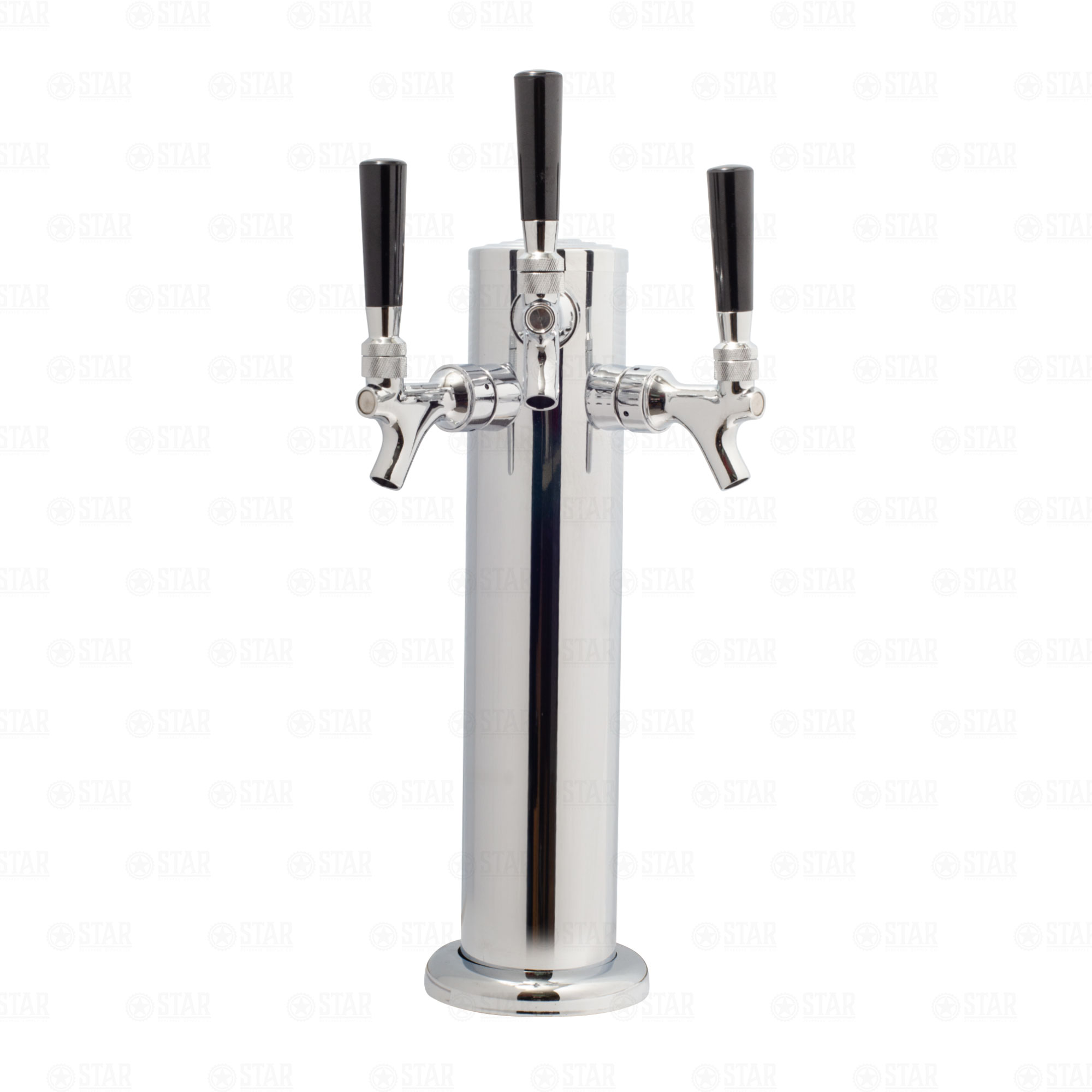 3 Tap Draft Beer Tower Triple Faucet 12" Tall, 3" Diameter Stainless ...