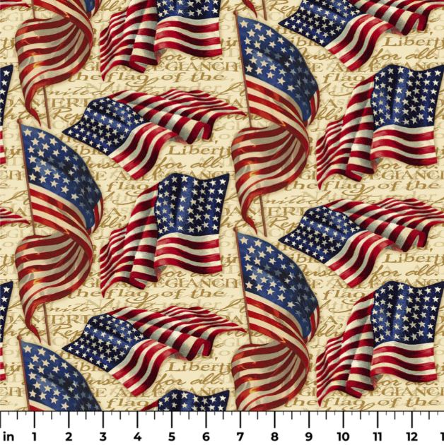 Cotton We Pledge Allegiance Liberty and Thread American Flag