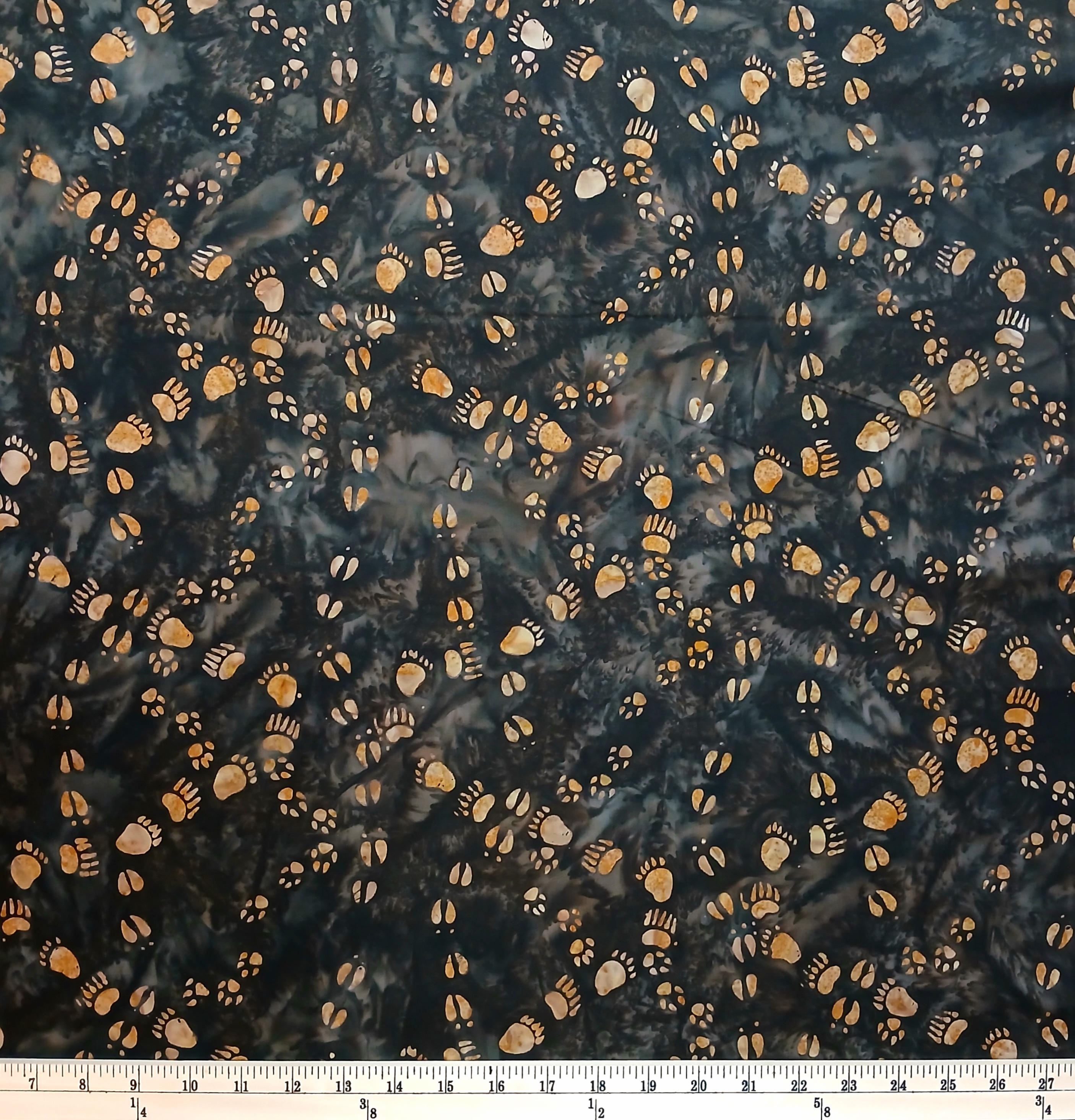 Cotton Batik Woodland Wonders Artisan Batik Paw Prints Bear Tracks ...
