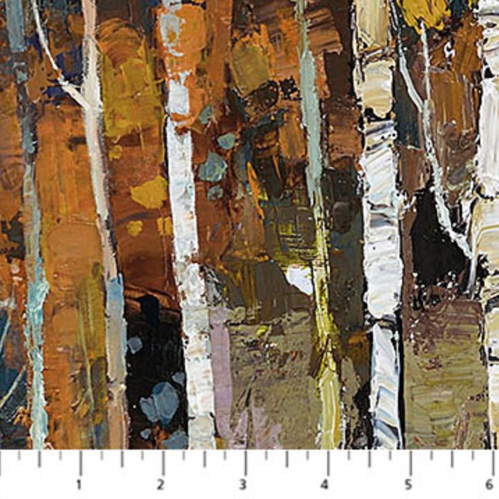 Cotton First Snow Birch Trees Autumn Fall Woods Northcott Cotton Fabric ...