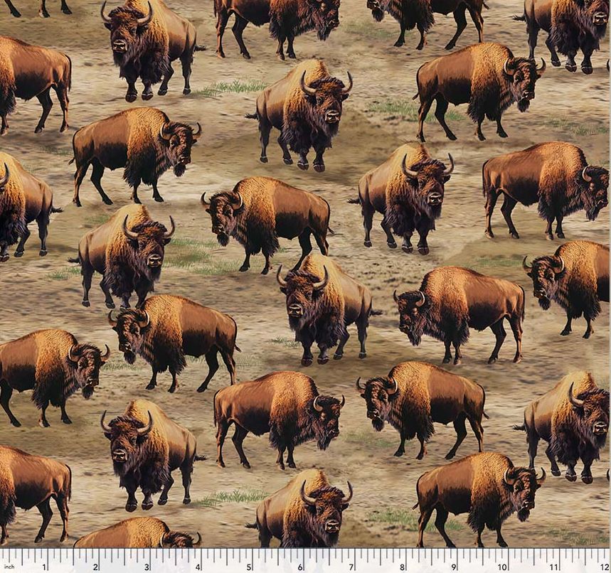 Cotton Wild Animals Bison Buffalo Wildlife All Over Windham Fabrics ...